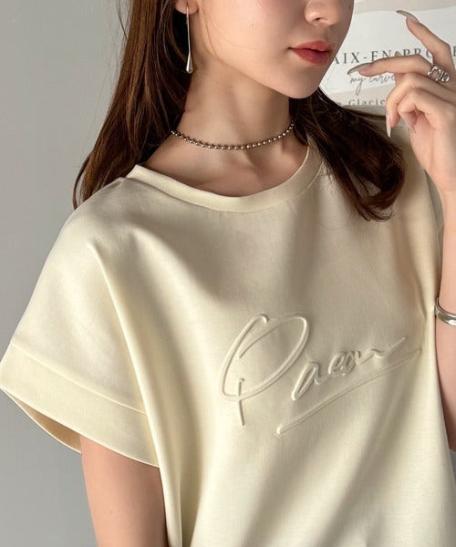 《JaVaジャバコラボ》上品な大人の抜け感。フロントPAEANエンボス加工半袖Tシャツ（ロゴ） jv1260427 – Classical Elf