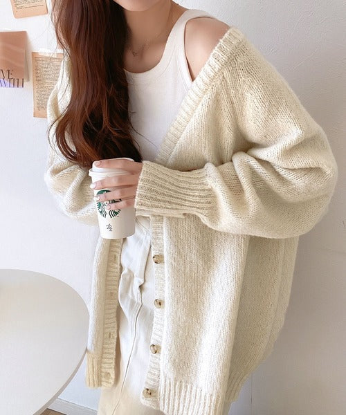 【mily bilet】淡色にきゅんきゅん。バッククロスメランジVネックニットカーディガン mi1029010 – Classical Elf