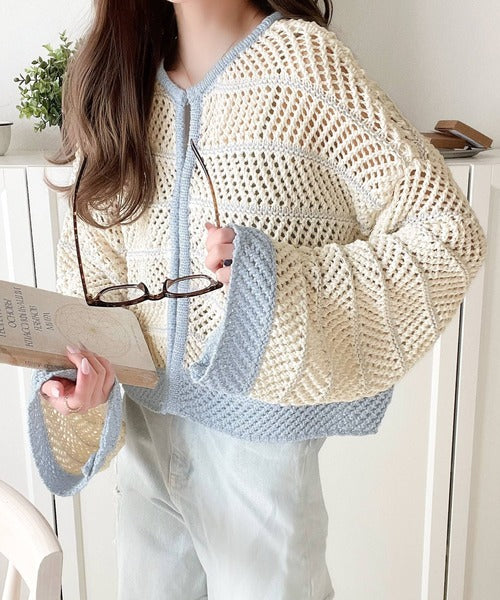 【mily bilet】ガーリーな抜け感！ラメメッシュ編みクロップド前後2WAYカーディガン mi1029041 – Classical Elf