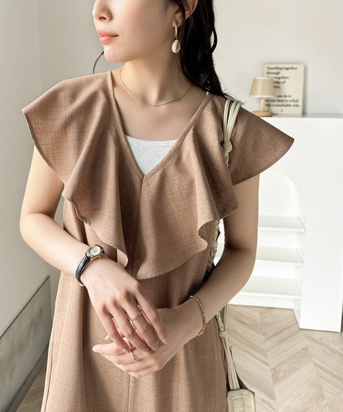 大人のフリル。Vネックワイドサロペット ce1010228 – Classical Elf