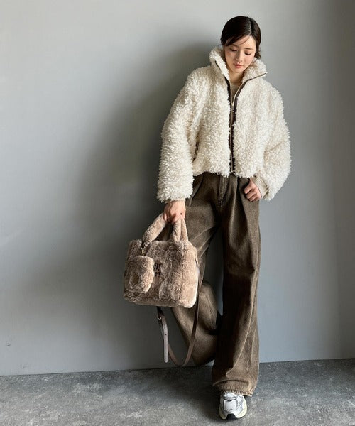 mily bilet】ふわふわのボリューム感♪フェイクレザーテープ使い